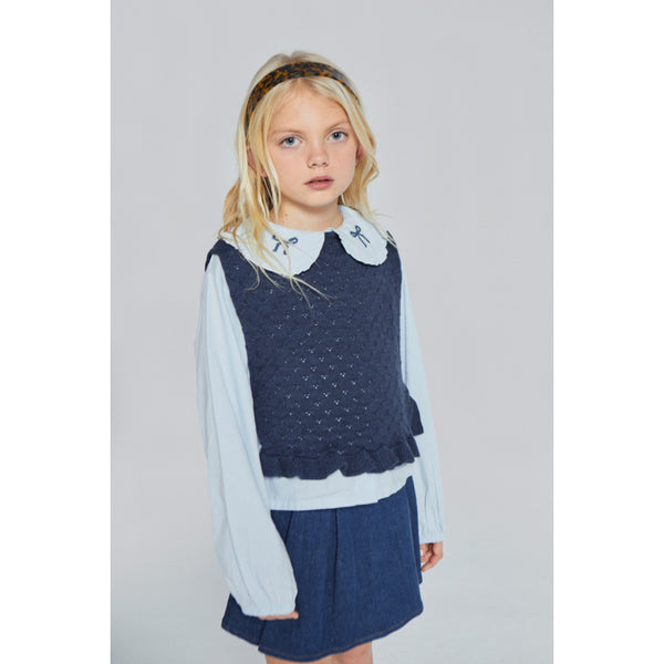 mipounet maca openwork vest dark blue – kodomo